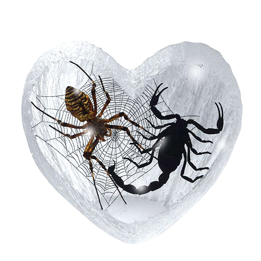 Pins & Bones Heart Shaped Spider & Scorpion Glass Top, Genuine Remains